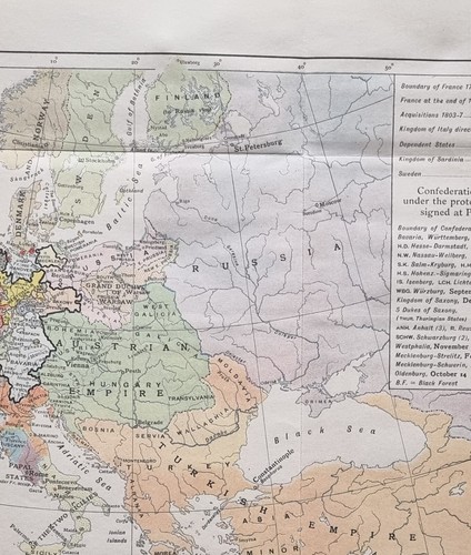 MAP/BATTLE PLAN EUROPE FROM PEACE OF TILSIT JULY 1807 WAR WITH AUSTRIA ...