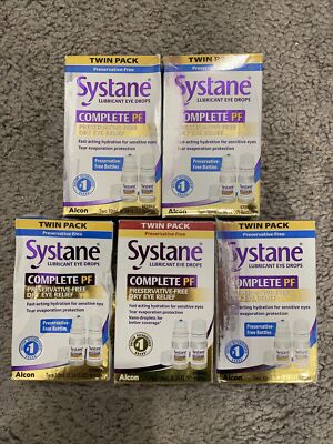 5 Boxes Systane Complete PF Dry Eye Relief Eye Drops, 10ml New Twin ...
