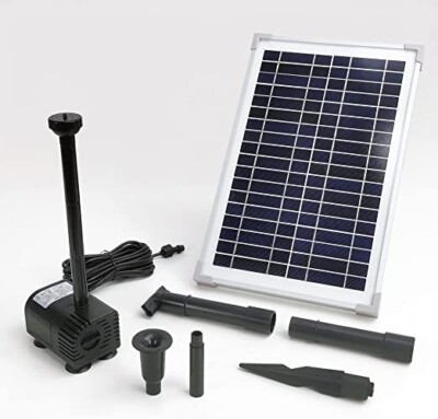 AEO Solar Water Pump KIT:DC Dry-Run Protect 185GpH Water Pump w/ 12W ...