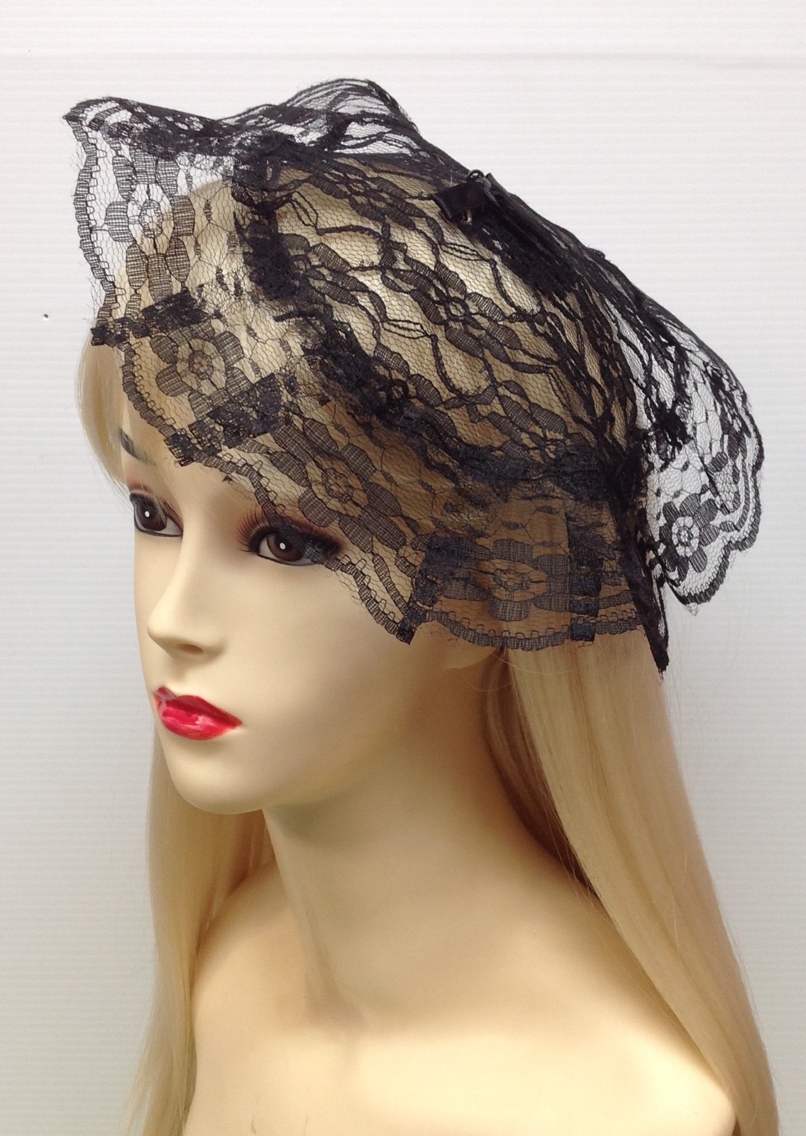 black color Lace Chapel player church Cap comb woman girl | eBay