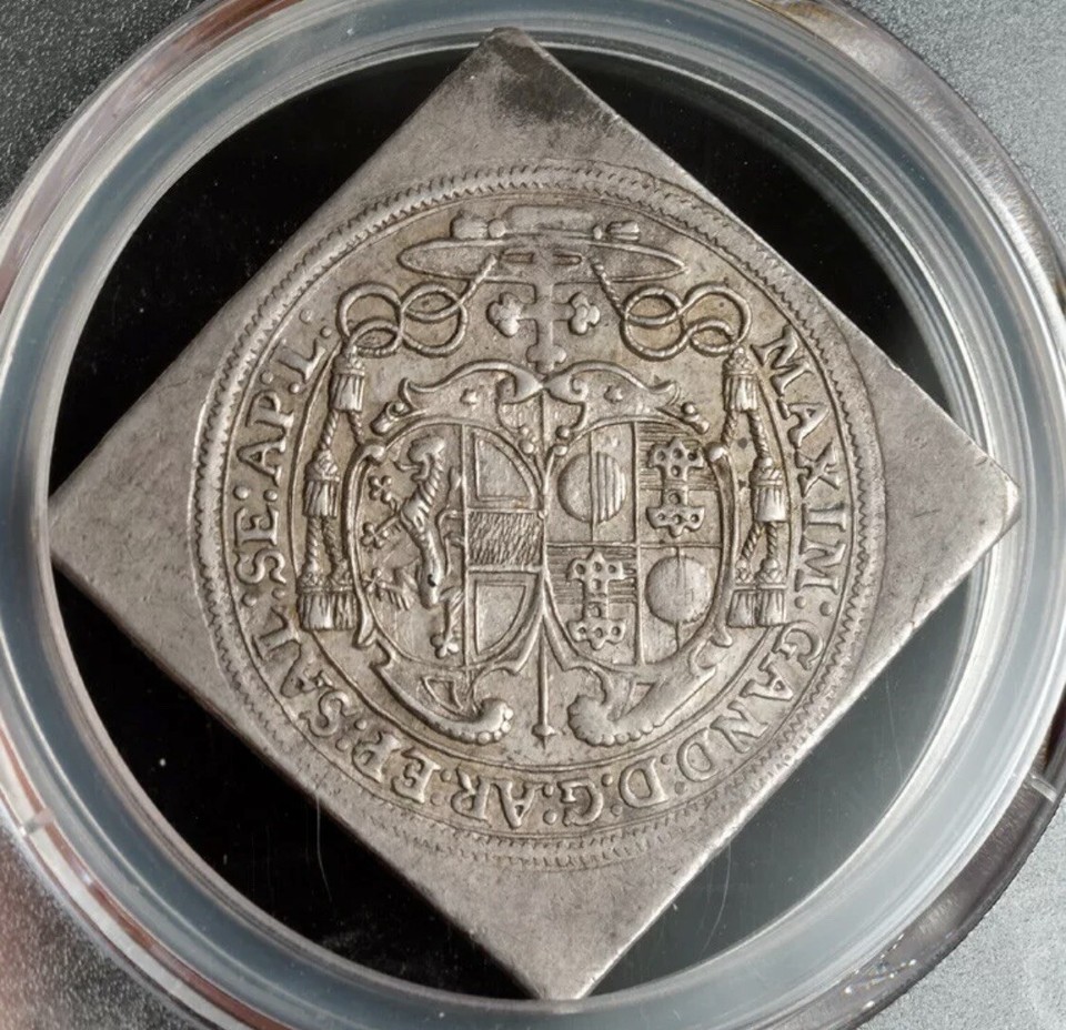 🔥1 Of 1 🔥1684, Salzburg, Maximilian Gandolf. Silver Klippe 1/4 Thaler ...