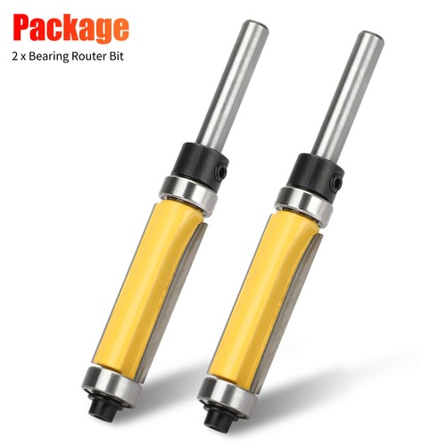 2Pcs 1-1/2" 1/4" Shank Flush Trim Top and Bottom Bearing Router Bits ...