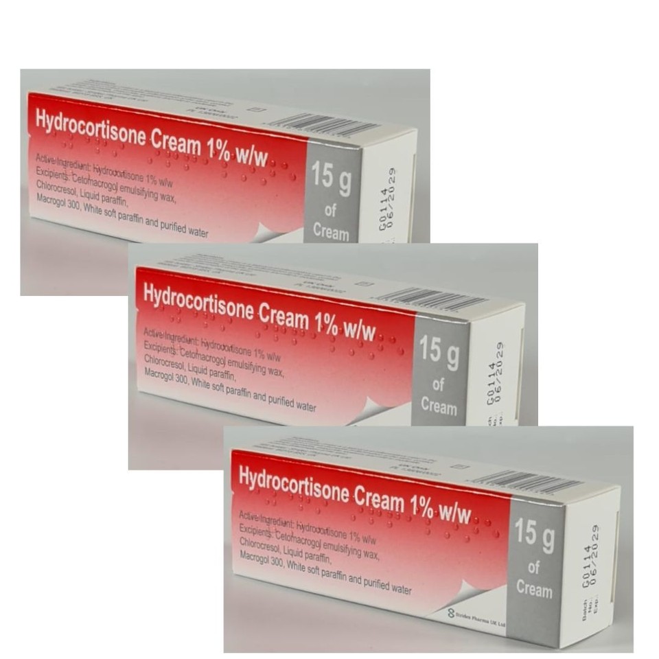 1, 2 or 3 Tubes Hydrocortisone Cream 15g - Swelling Itching Skin Rash ...