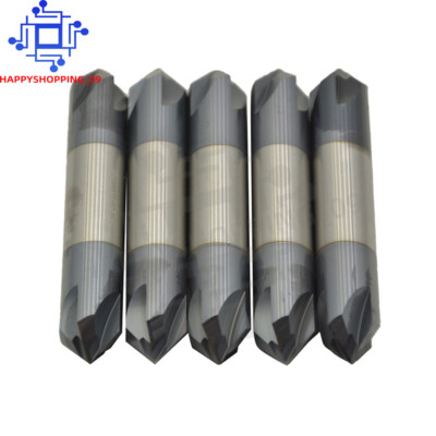 5Pcs 1/2" 4 Flute 90 Degree Solid Carbide Chamfer Mill-Double End ...