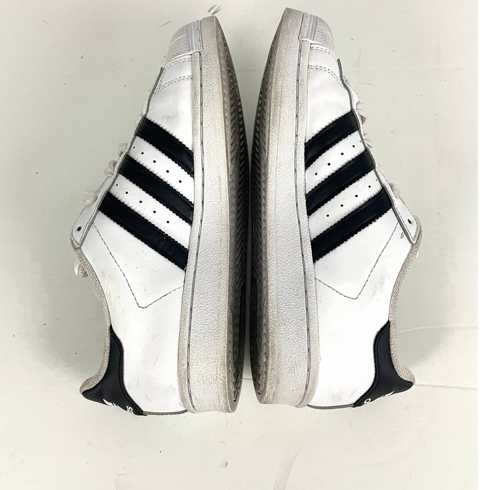 Adidas Superstar Leather 3-Stripe Shoes Mens 5.5 White Black Leather ...