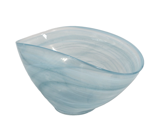 artistic accents turkey blue swirl oval glass bowl 7.25" vintage art ...