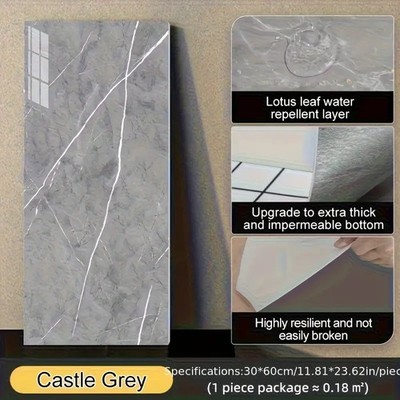 Self-Adhesive 12x24 40PCS Glossy Marble Pattern Wall tile / stickers ...