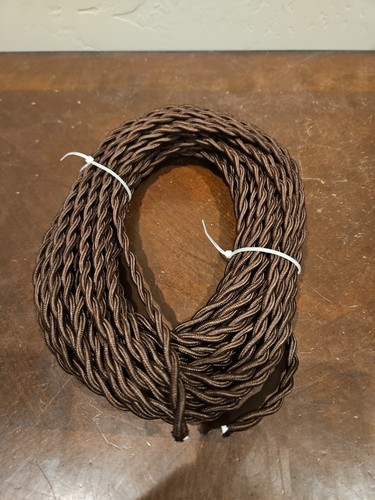Twisted Cloth Covered Wire Dark Brown 100 Ft 18AWG 2 Conductor Vintage ...