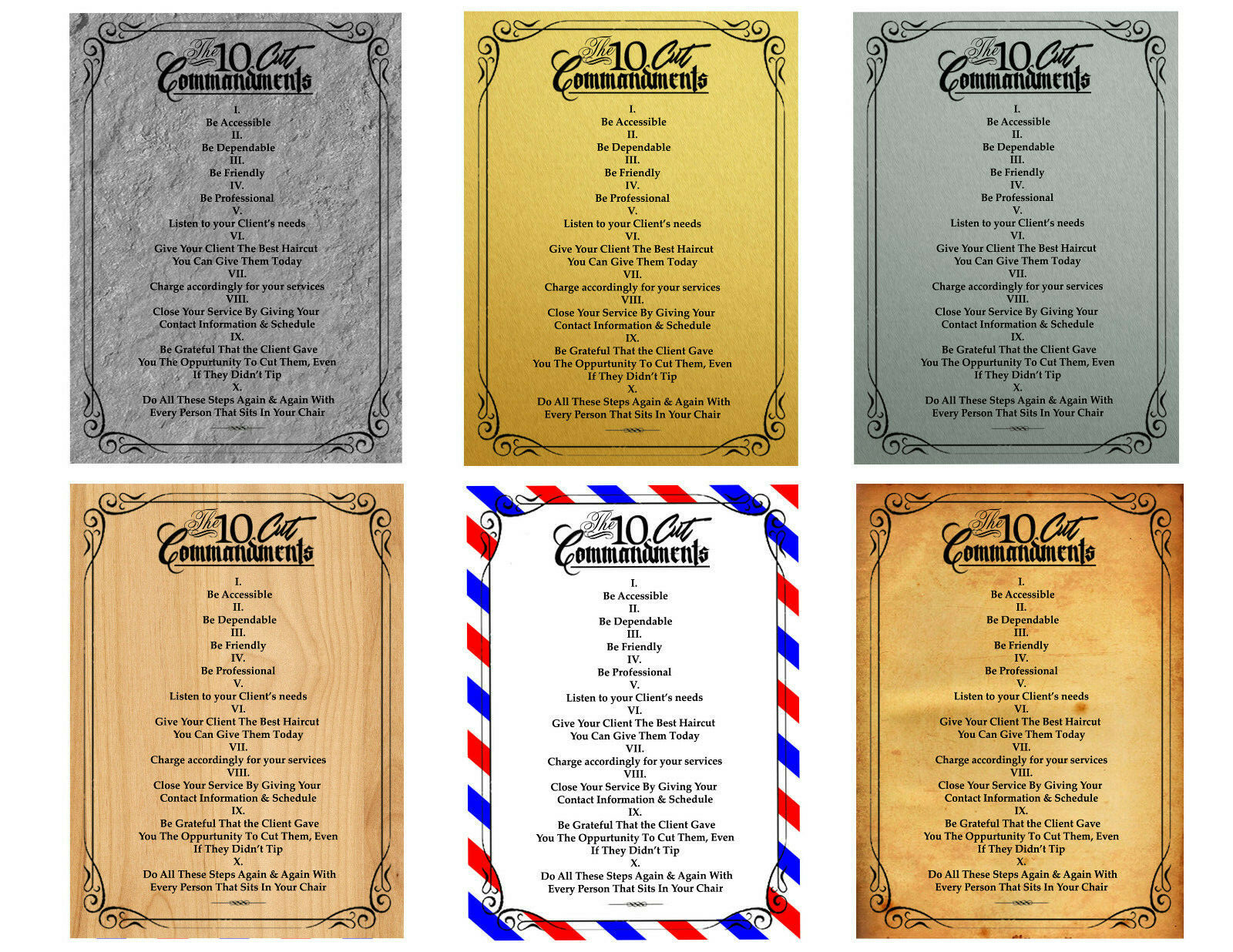 THE 10 CUT COMMANDMENTS BARBERSHOP RULES 18X24 SIGN | eBay