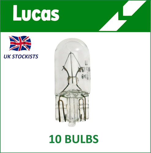 10 x Lucas LLB501 501 SIDE LIGHT NUMBER PLATE PUSH IN CAR BULB CAPLESS ...