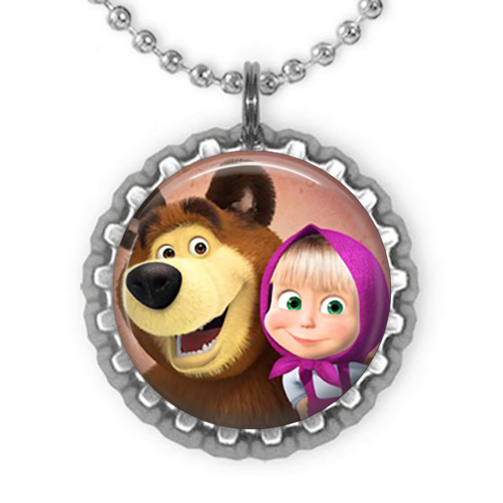 1 MASHA and The BEAR Silver Bottle Cap Necklace set 3! | eBay