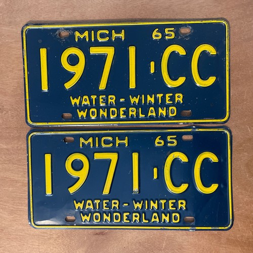 1965 Michigan License Plate Pair Commercial # 1971-CC | eBay
