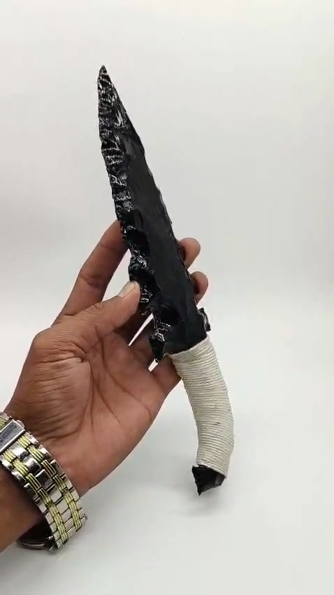 10"Obsidian Blade With White Thread Knife,Black Obsidian Athame,Crystal Dagger. | eBay