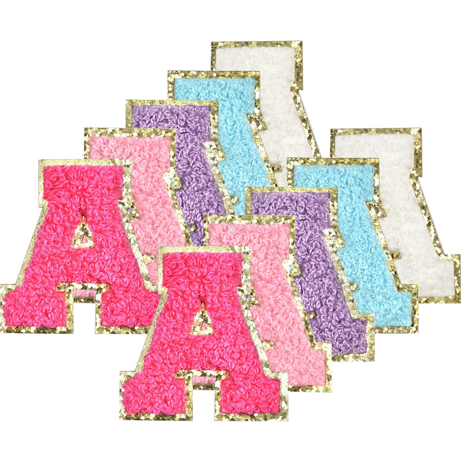 10Pcs Self Adhesive Chenille Letter Patches Iron on Varsity Preppy ...