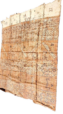 LARGE VTG TONGAN TAPA CLOTH POLYNESIAN TAPA BARK FIJI TONGA TIKI BAR ...