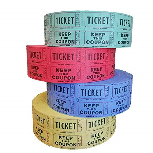 Indiana Ticket Company Multicolor 2000 Double Rolls Raffle Tickets Pack ...