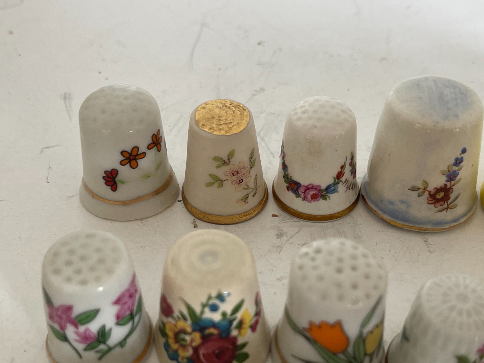 Vintage Sewing Thimble Porcelain Flower Lot PC1630 | eBay