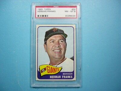 1965 TOPPS MLB BASEBALL CARD #32 HERMAN FRANKS PSA 8 NM/MINT SHARP+ '65 ...