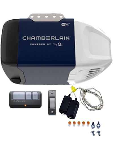 Chamberlain C2102 1/2HP Durable Chain Drive Garage Door Opener with MED ...