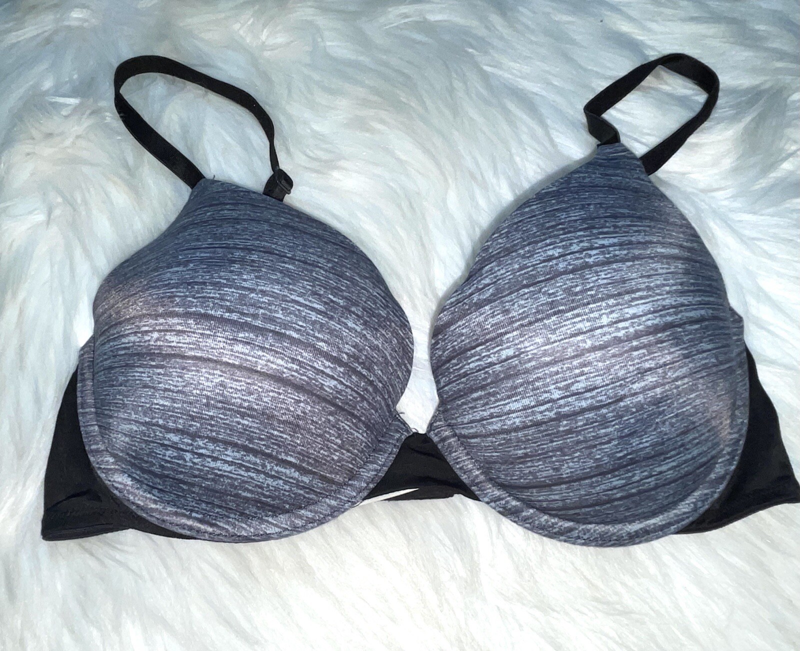 Victorias Secret Pink 34 C Bra Wear Everywhere Push Up Gray Pink Lined Wire Logo | eBay