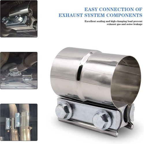 1PCS 2.5" Lap Joint Exhaust Band Clamp Muffler Sleeve Coupler Stainless ...