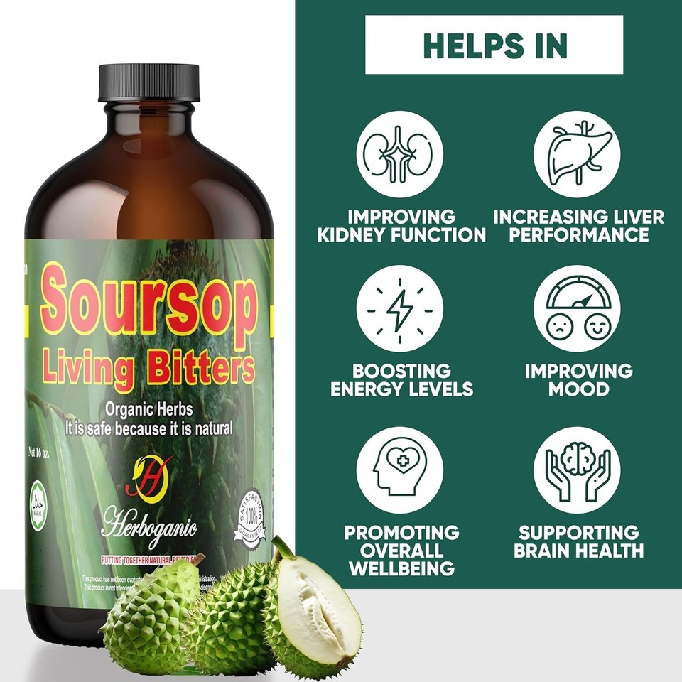 Soursop Living Bitters Natural Remedy Powerful Roots Herbs Detox 5 Pack ...