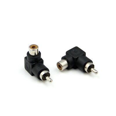 2 pcs 90 Degree Right Angle RCA Phono Jack Plug Male to Female Adapter ...