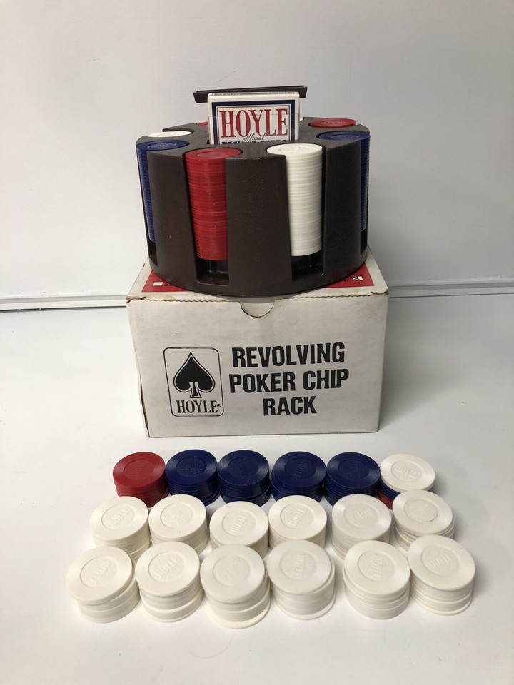 Hoyle Revolving Poker Chip Rack with Chips And Playing Cards | eBay