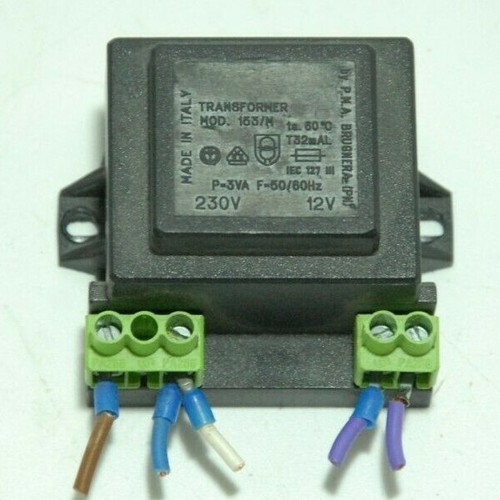 LOT 2 PMA Brugnera MOD.153/M Transformer 230V / 12V, P=3VA, 50/60Hz | eBay