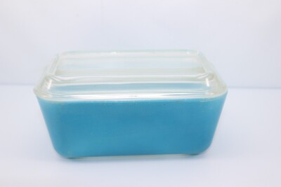 Pyrex Primary Blue #502 B Glass Refrigerator Dish with Ribbed #502C ...
