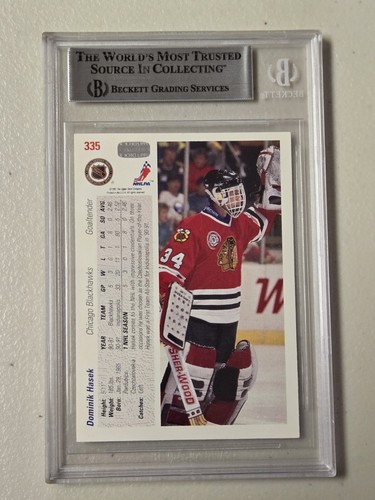 DOMINIK HASEK SIGNED 1991 UPPER DECK #335 ROOKIE CARD BECKETT AUTO ...