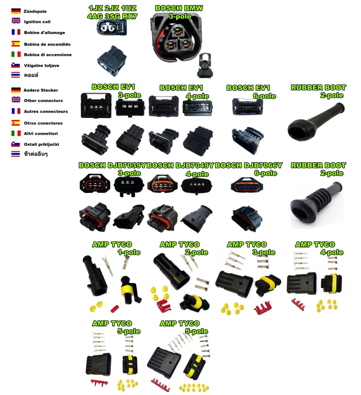 Fuel Injection Connectors - BOSCH EV1 SHORT (MALE) Injector plug tuning ...