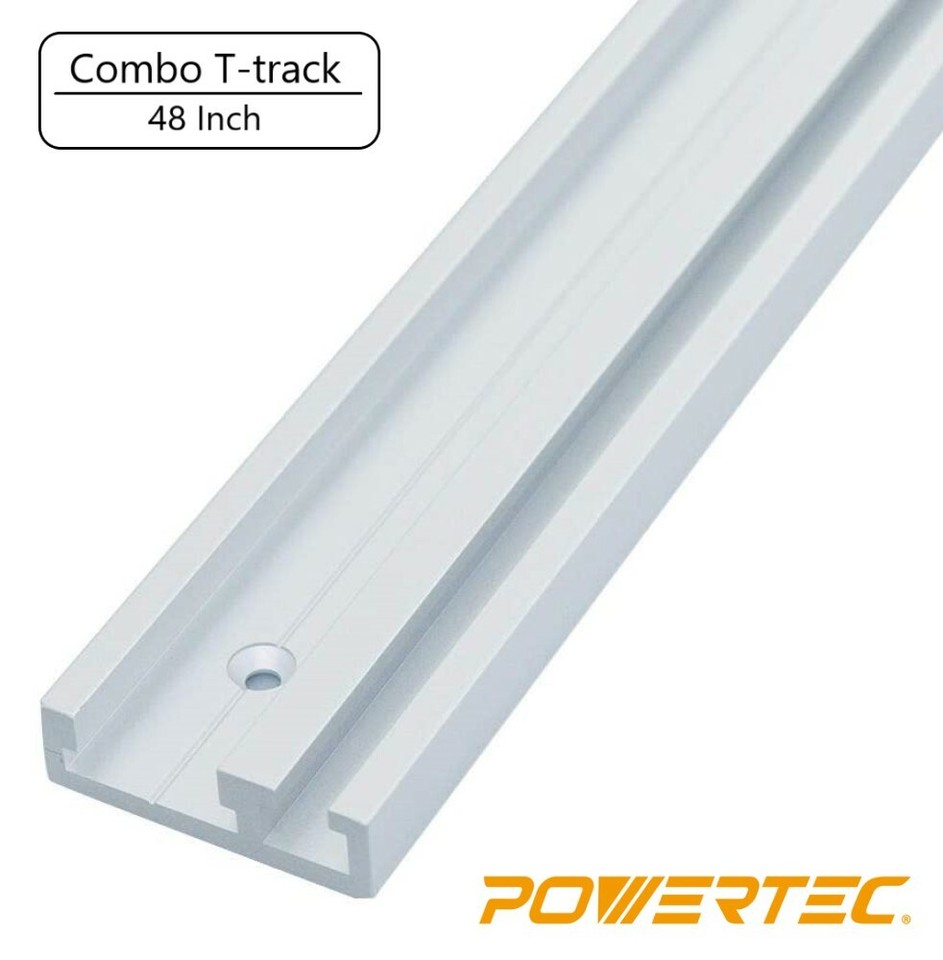 POWERTEC 48" Aluminum Combo T-Track Miter Track Dual Track Rail (71365 ...