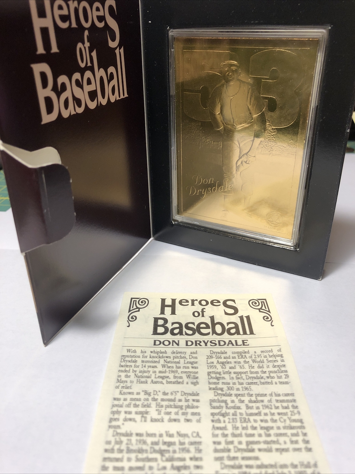 Don Drysdale 1998 Gold Performance Mint Heroes Of Baseball 22kt Gold ...