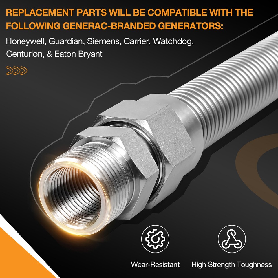 0L4836A Gas Fuel Line Supply Flex Hose 3/4" No PVC Fits Generac ...