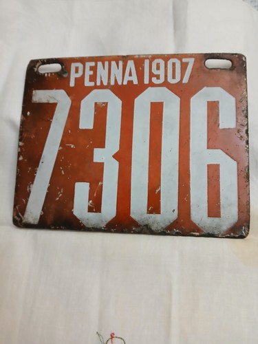 Original 1907 Pennsylvania Porcelain License Plate Tag Beaver Falls,Pa ...