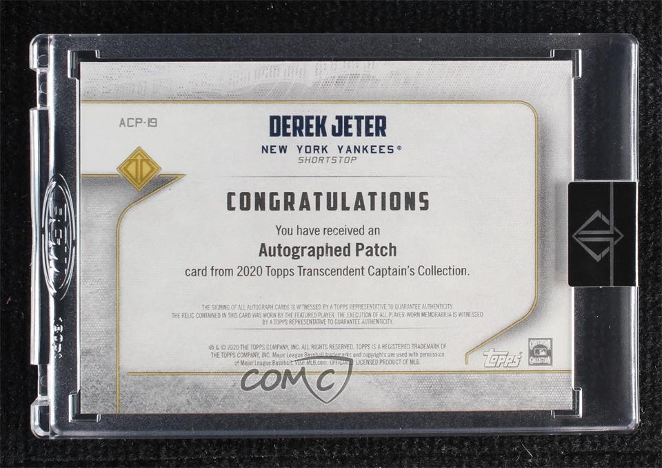 2020 Topps Transcendent Captain's Collection 1/1 Derek Jeter Patch Auto ...