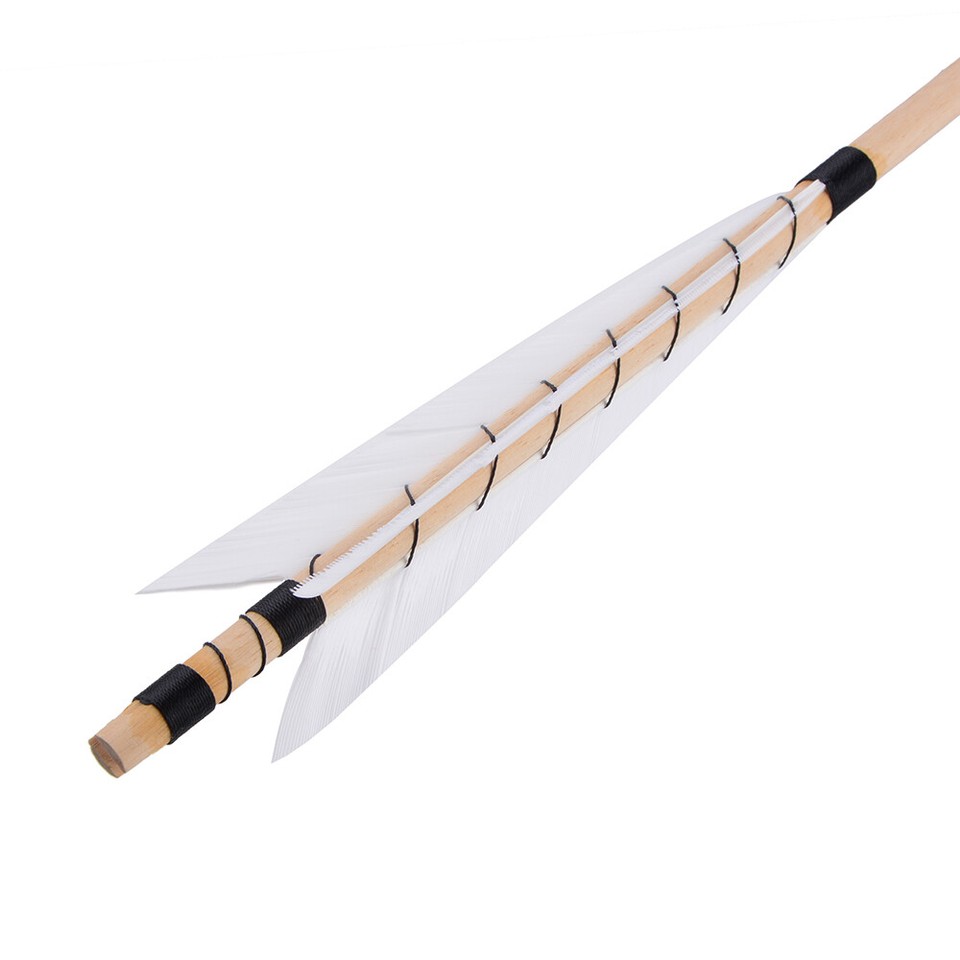 32" Traditional Wooden Arrow 8mm Turkey Feather Archery Recurve Bow ...
