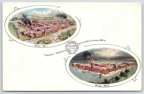 Boston Massachusetts~Art Nouveau~Rubber Shoe Co Mills #1 & #2 in Ovals ...