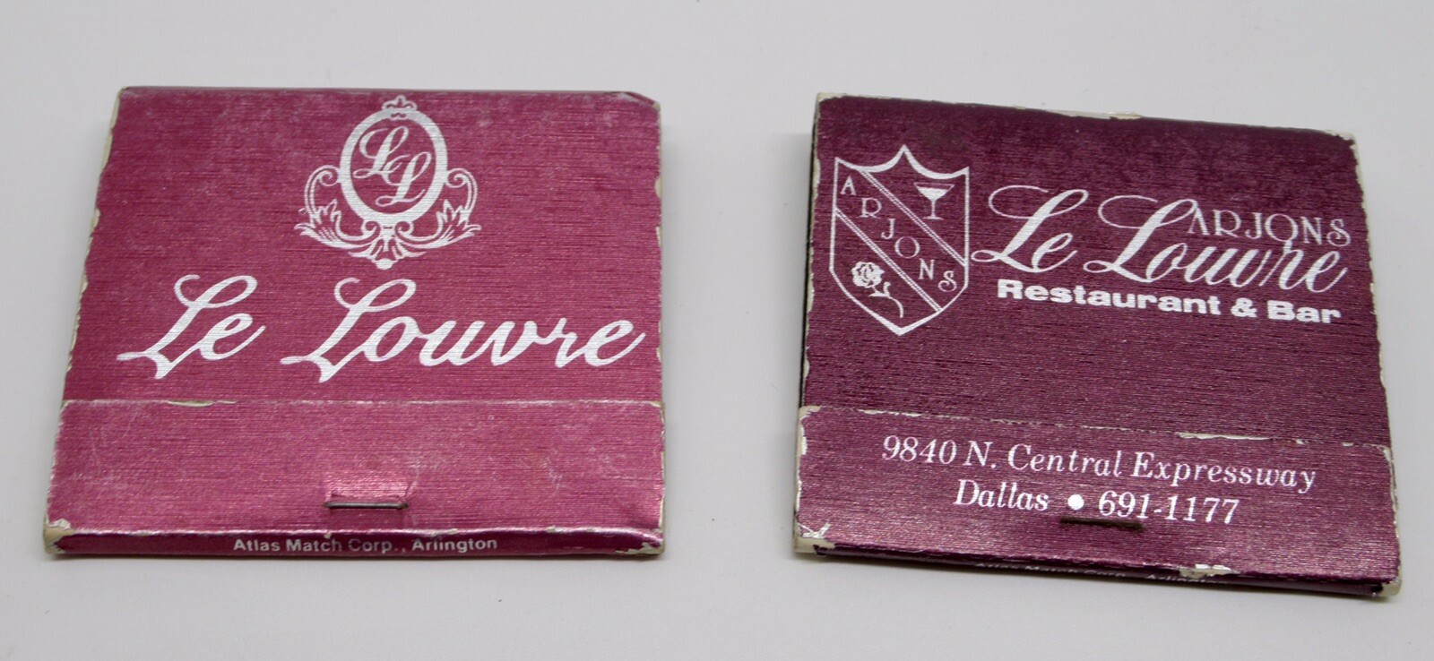 Arjons Le Louvre Restaurant & Bar Dallas Texas FULL Matchbook Lot of 2 ...