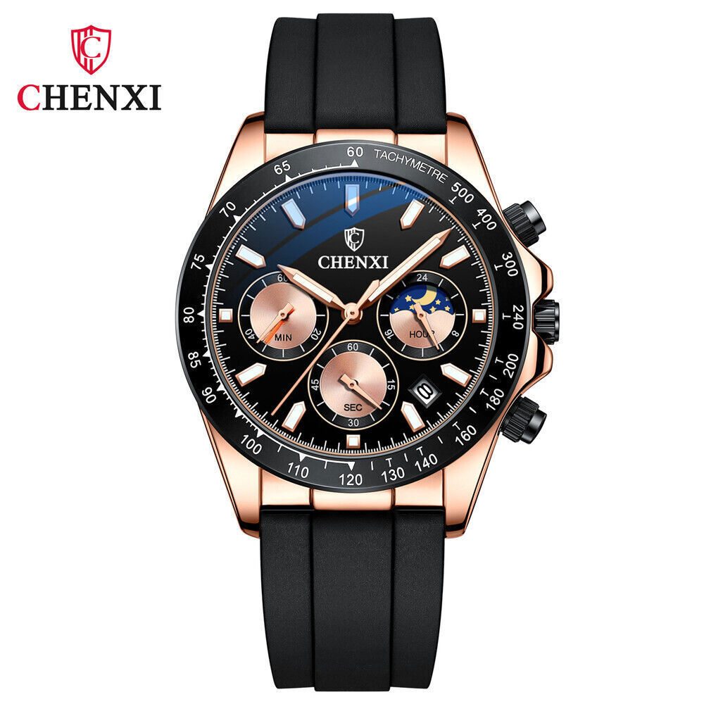 CHENXI Men Quartz Watch Multifunction Calendar Wristwatch Male Silicone Watches | eBay