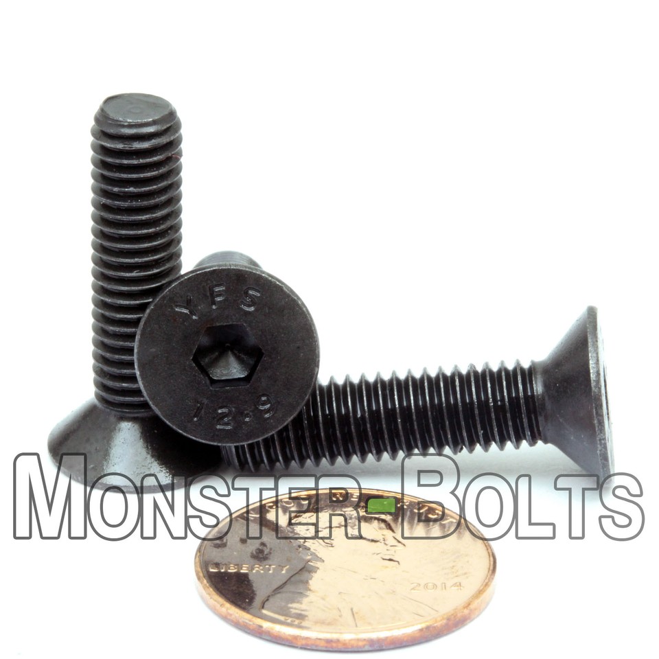M6 Flat Head Socket Cap Screws, 12.9 Steel w/ Black Oxide DIN 7991, 1.0 ...