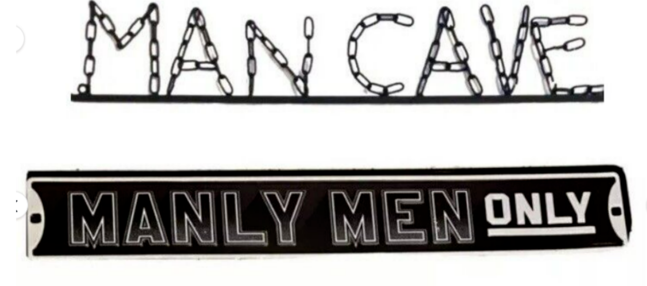2 Metal Signs Man Cave Chain Link and Manly Men Only Embossed | eBay