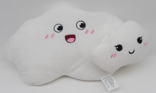 White Anthropomorphic Clouds Big & Little Attached Plush Stuffed Toy 12 ...