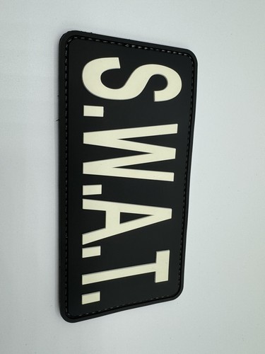 SWAT Law Enforcement PVC Removable Hook & Loop Black/White Patches for ...