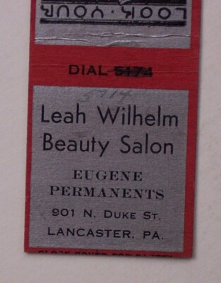 1930s Leah Wilhelm Beauty Salon Lancaster PA Matchbook Pennsylvania | eBay