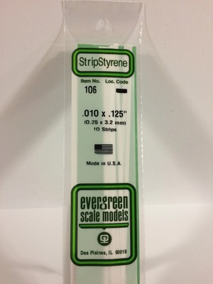 Evergreen Scale Models Strip Styrene .010 x .125 (10 pcs) #106 | eBay
