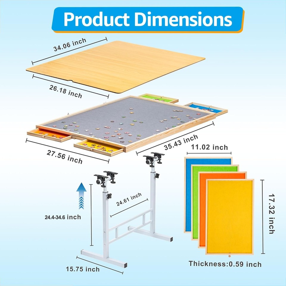 1500 Piece Puzzle Table with Legs, Angle & Height Adjustment Jigsaw ...