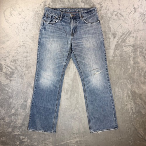 American Eagle Bootcut Jeans Men's Size 34x34 Blue Distressed Denim | eBay