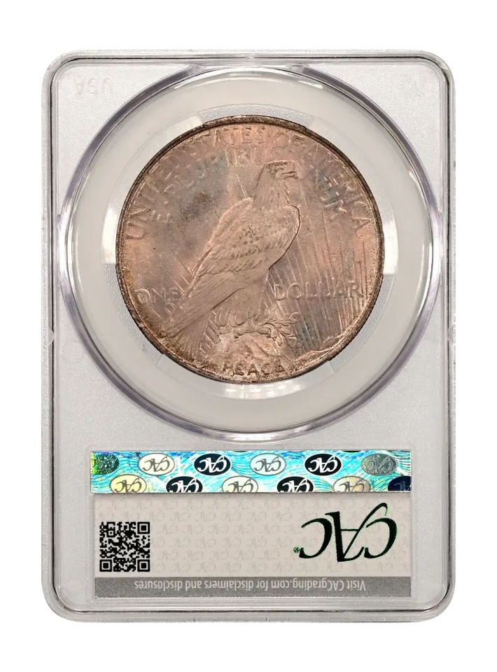 1924-P Peace Silver Dollar CAC Grading CACG MS64 *Original Toning* 1 ...